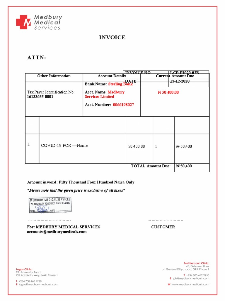 Invoice For PCR | PDF