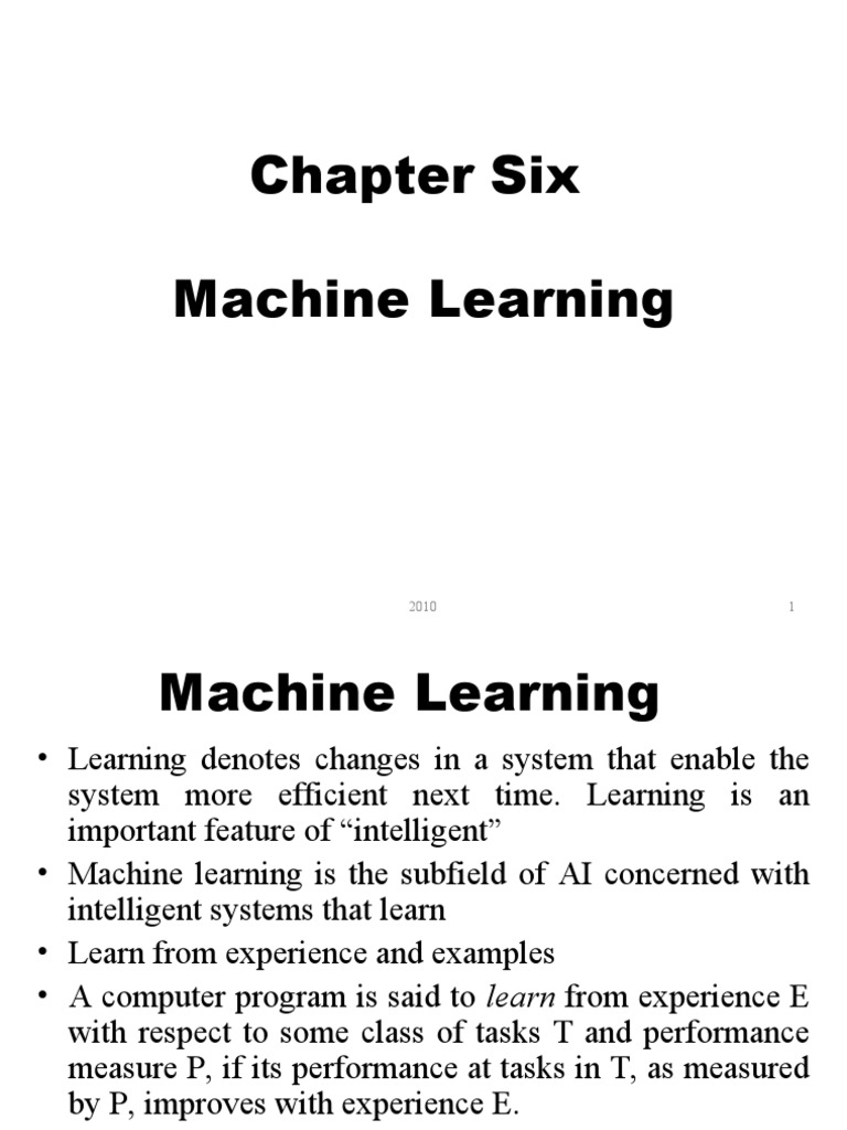 Chapter Six Machine Learning | PDF | Machine Learning | Computational ...