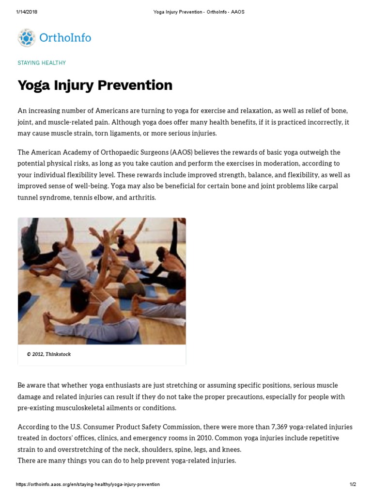 Yoga Injury Prevention: Staying Healthy | PDF | Flexibility (Anatomy ...