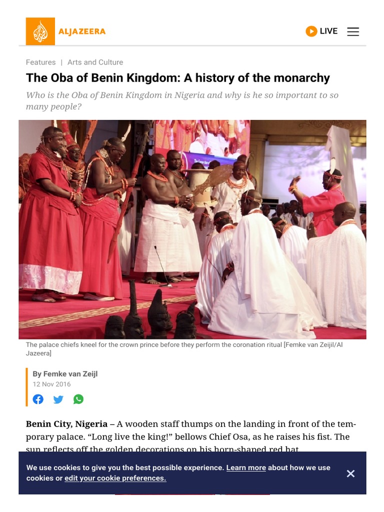 History of the Oba of Benin Kingdom | PDF