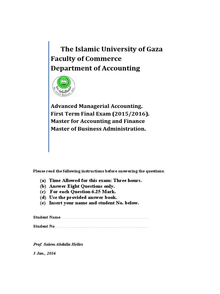 The Islamic University of Gaza Faculty of Commerce Department of ...