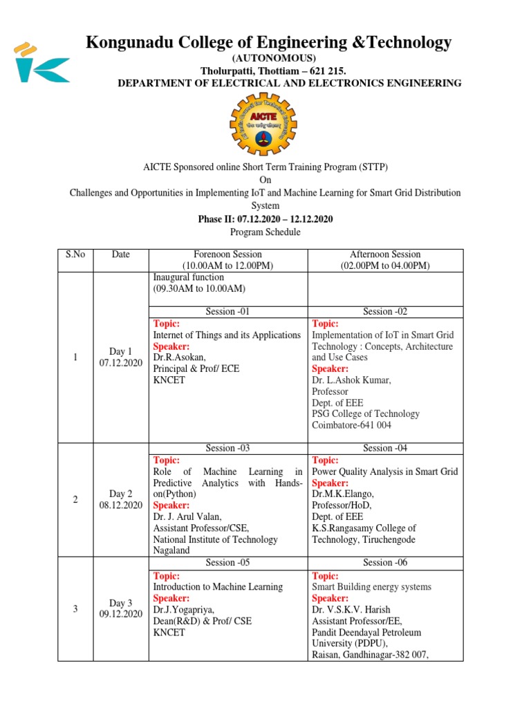 Program Schedule Phase 2 | PDF | Internet Of Things | Smart Grid