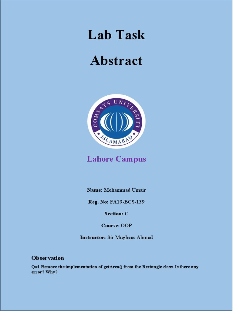 Lab Task: Lahore Campus | PDF | Models Of Computation | Software Development