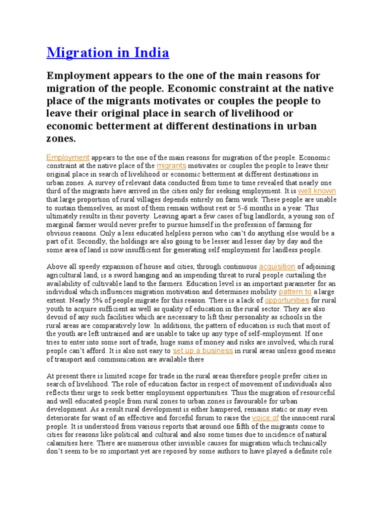 Migration India | PDF | Human Migration | Immigration