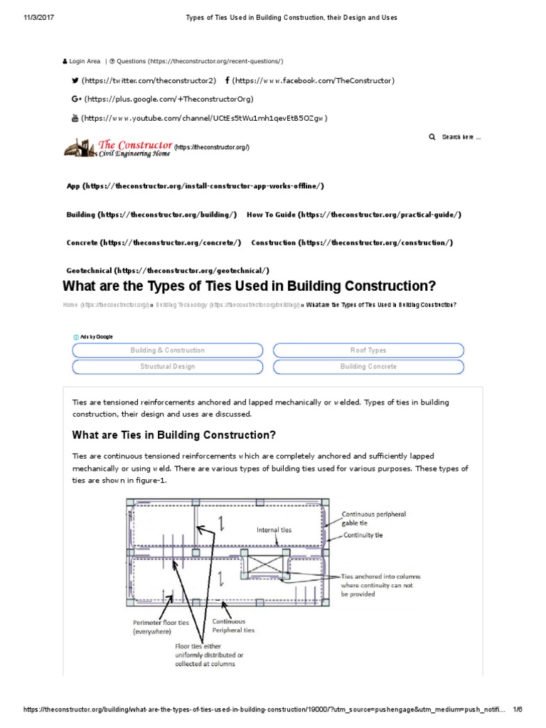 Types of Ties Used in Building Construction, Their Design and Uses PDF ...