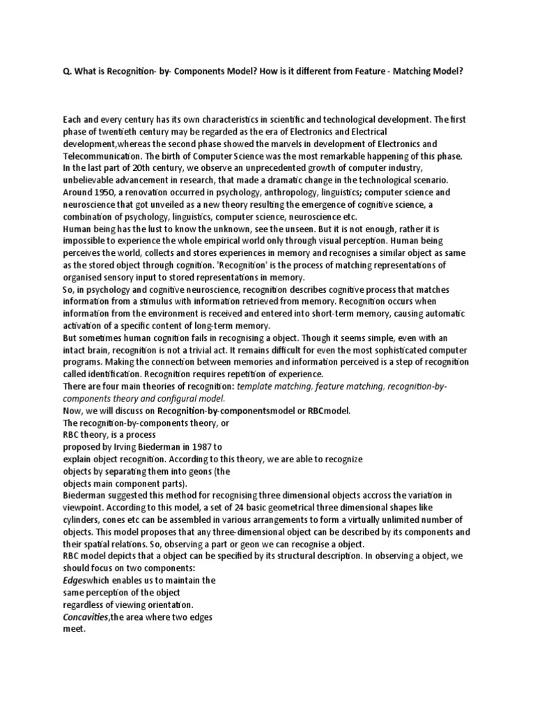 Q. What Is Recognition-By - Components Model? How Is It Different From ...