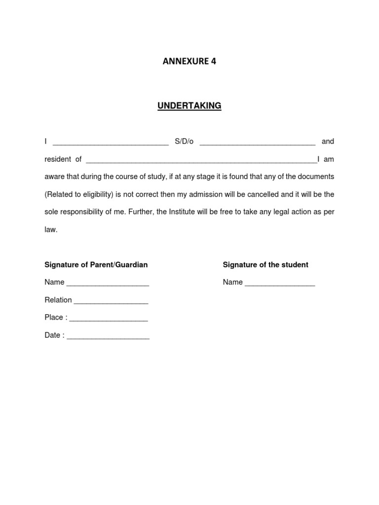 Undertaking Annexure 4 | PDF