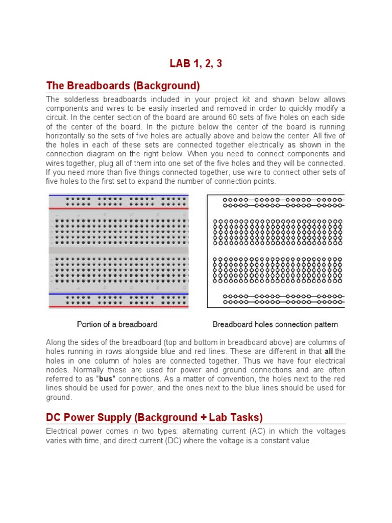 Lab 1: Introduction to Breadboards, Resistors, and Measuring Voltages in Series Circuits | PDF ...