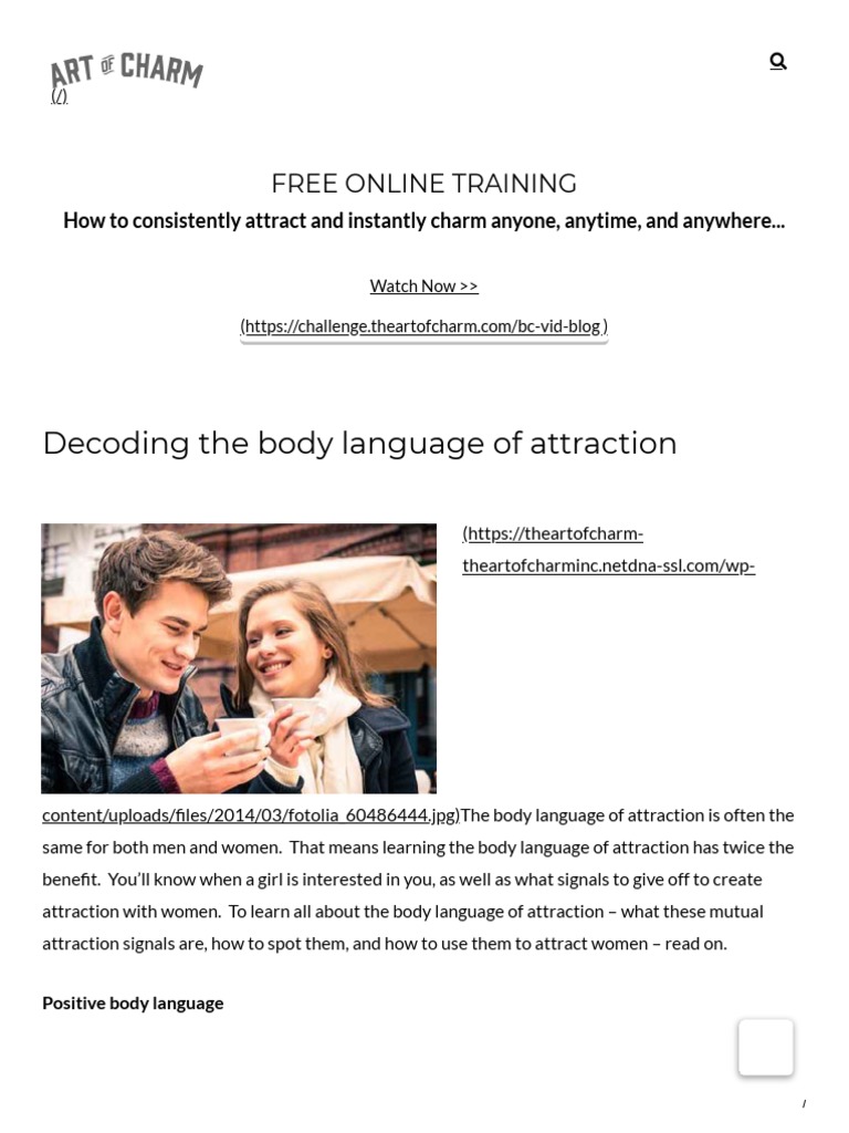 Decoding The Body Language of Attraction - What To Know | PDF | Career ...