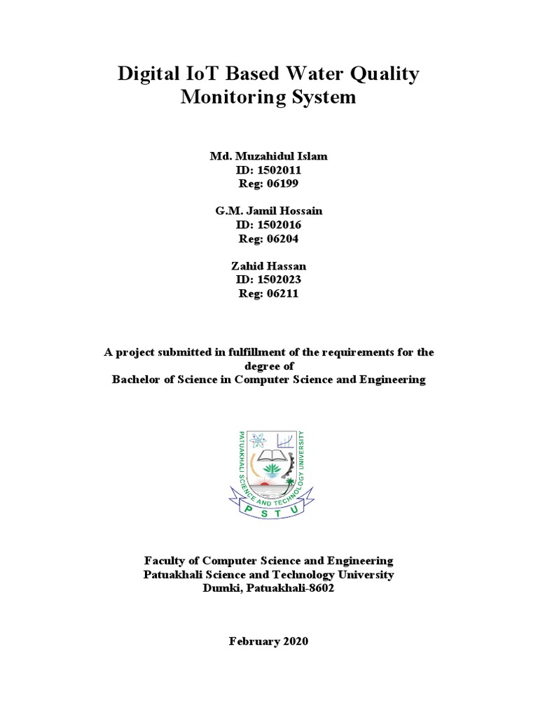 Digital Iot Based Water Quality Monitoring System | PDF | Internet Of ...