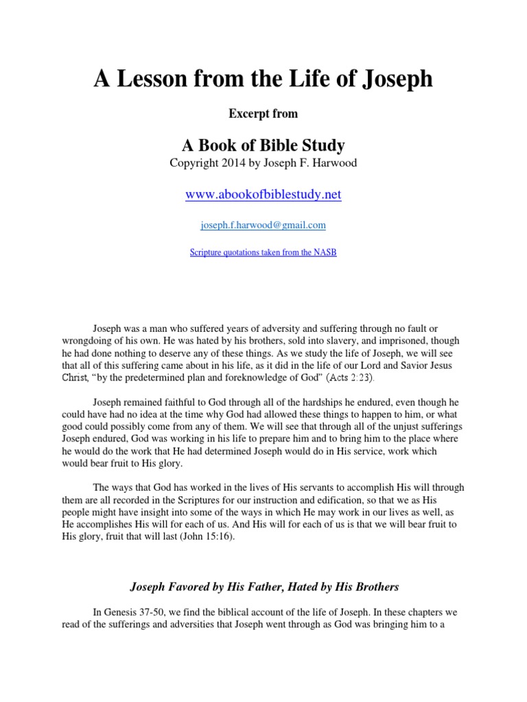 A Lesson From The Life of Joseph | PDF | Jacob | Book Of Exodus