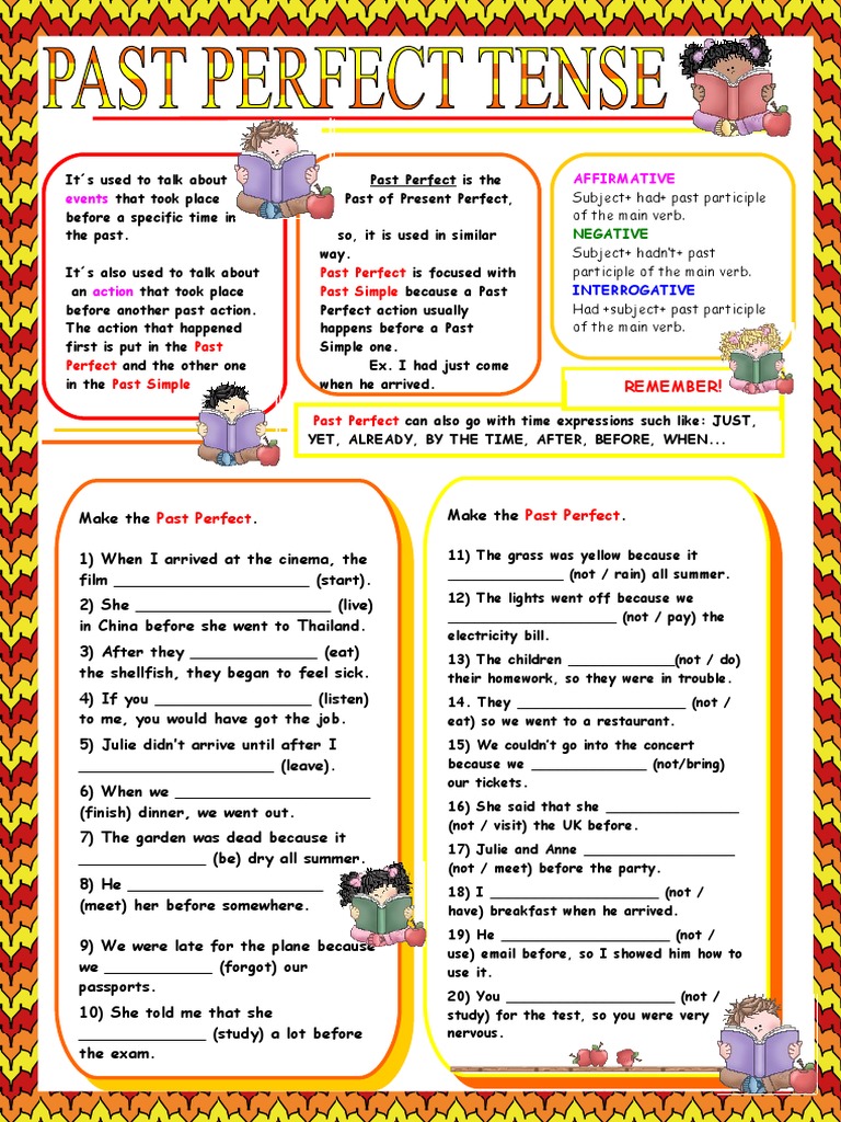 Events Affirmative: Past Perfect Past Simple | PDF | Perfect (Grammar ...