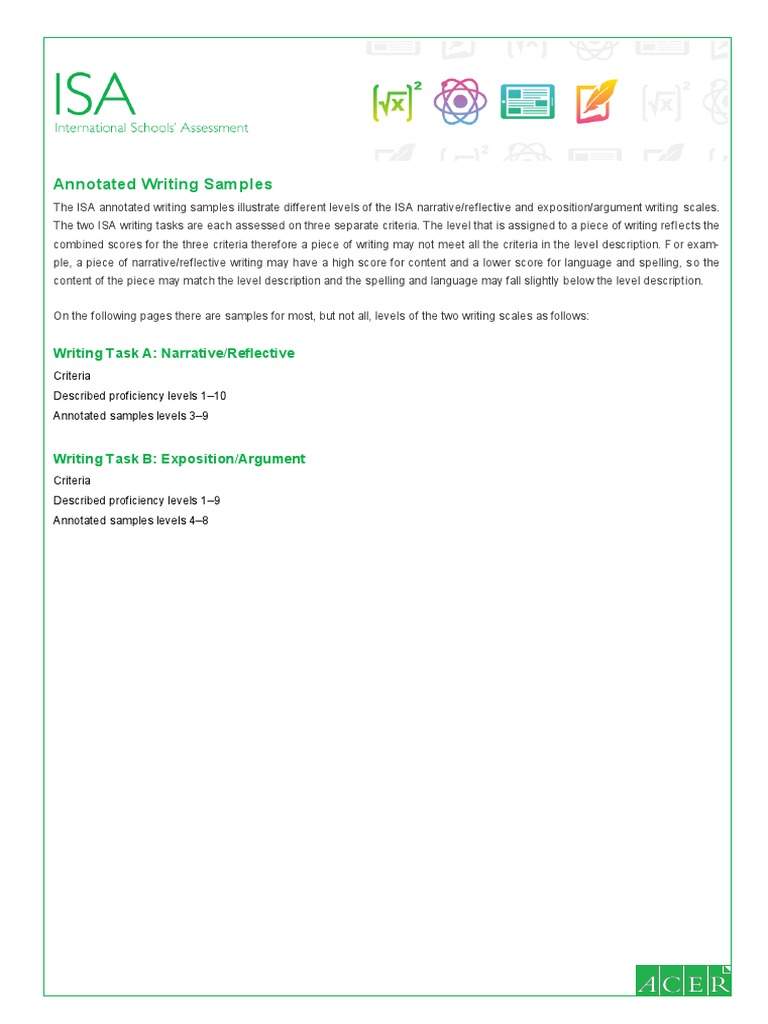 ISA Annotated Writing Samples PDF | PDF | Narrative | Word