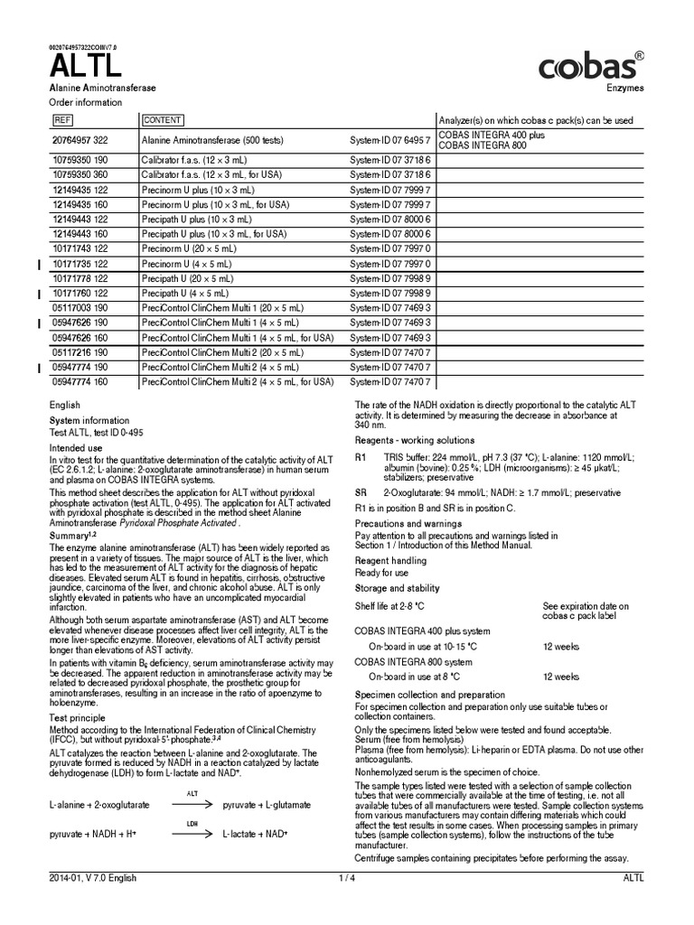 ALTL 0020764957322COIN V7 en | PDF | Alanine Transaminase | Lactate ...