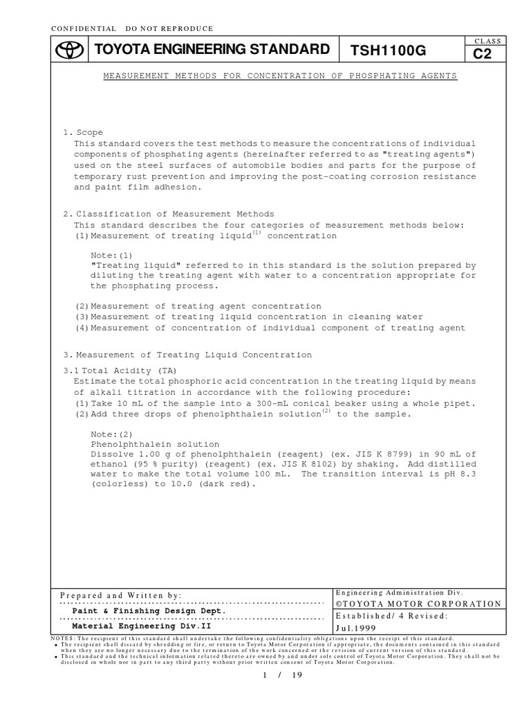 C2 TSH1100G Toyota Engineering Standard: Class Confidential Do Not ...