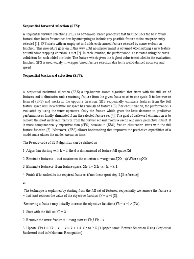 Sequential Forward Selection (SFS) | PDF | Least Squares | Regression Analysis