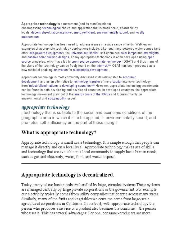 What Is Appropriate Technology? | PDF | Appropriate Technology | Resource