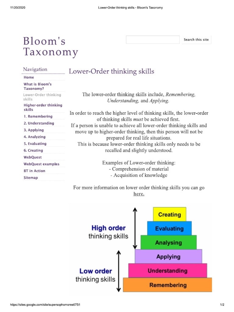 Lower Order Thinking | PDF