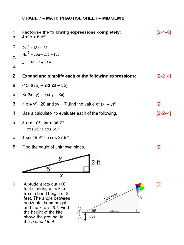 Emailing MID SEM 2 - GR 7 - Practise Sheet PDF | PDF