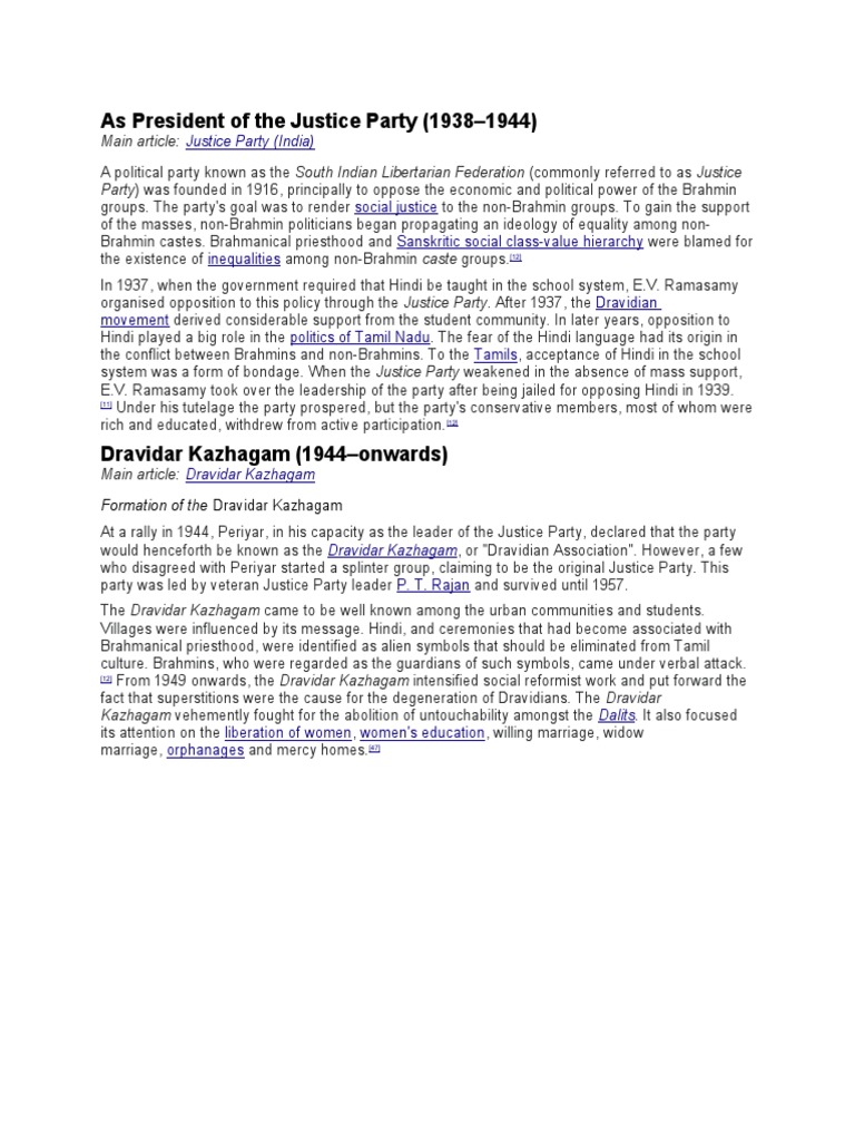 Erode Venkatappa Ramasamy As President | PDF | Politics Of India | Political Theories