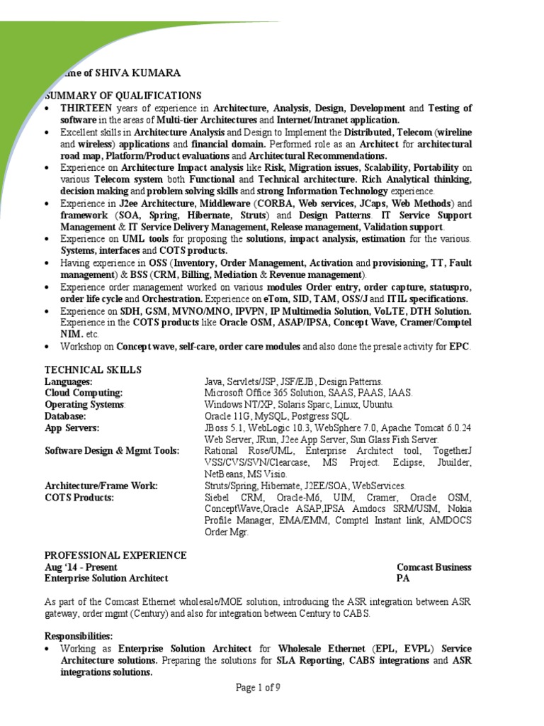 SHIVA KUMARA - JavaArchitect | PDF | Java Server Pages | Enterprise Java Beans