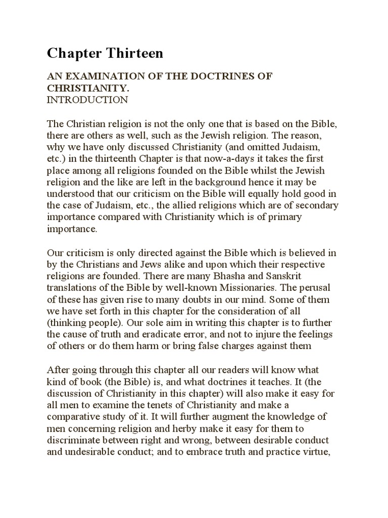 Chapter Thirteen: An Examination of The Doctrines of Christianity | PDF ...