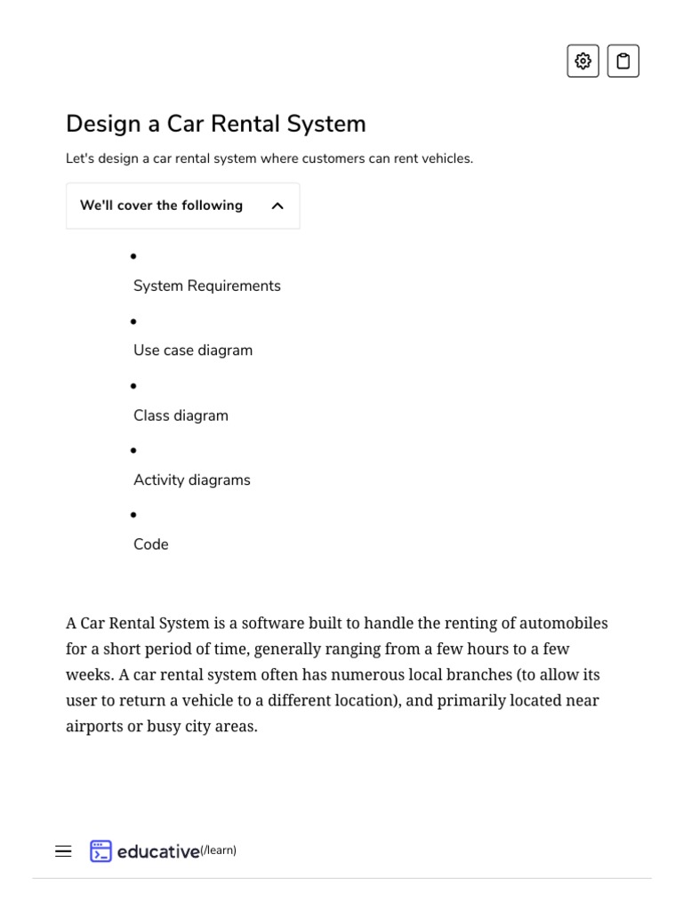 Design A Car Rental System | PDF | Car Rental | Class (Computer ...