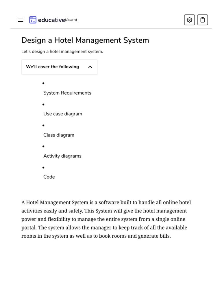 Design A Hotel Management System | PDF | Class (Computer Programming ...