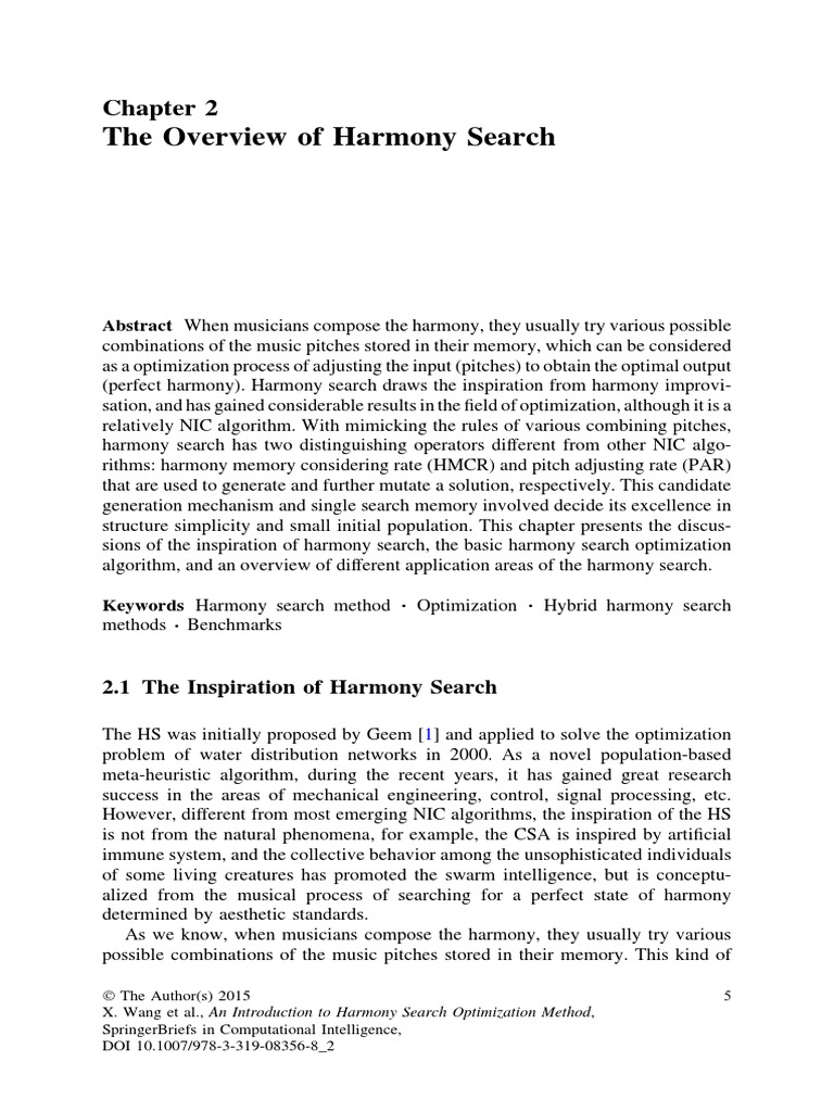 Harmony Serach Algorithm | PDF | Mathematical Optimization | Applied ...
