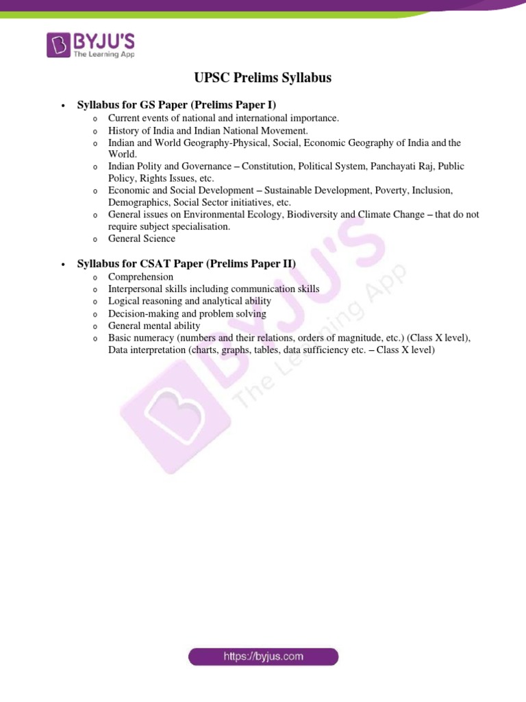 UPSC Prelims Syllabus in English New | PDF