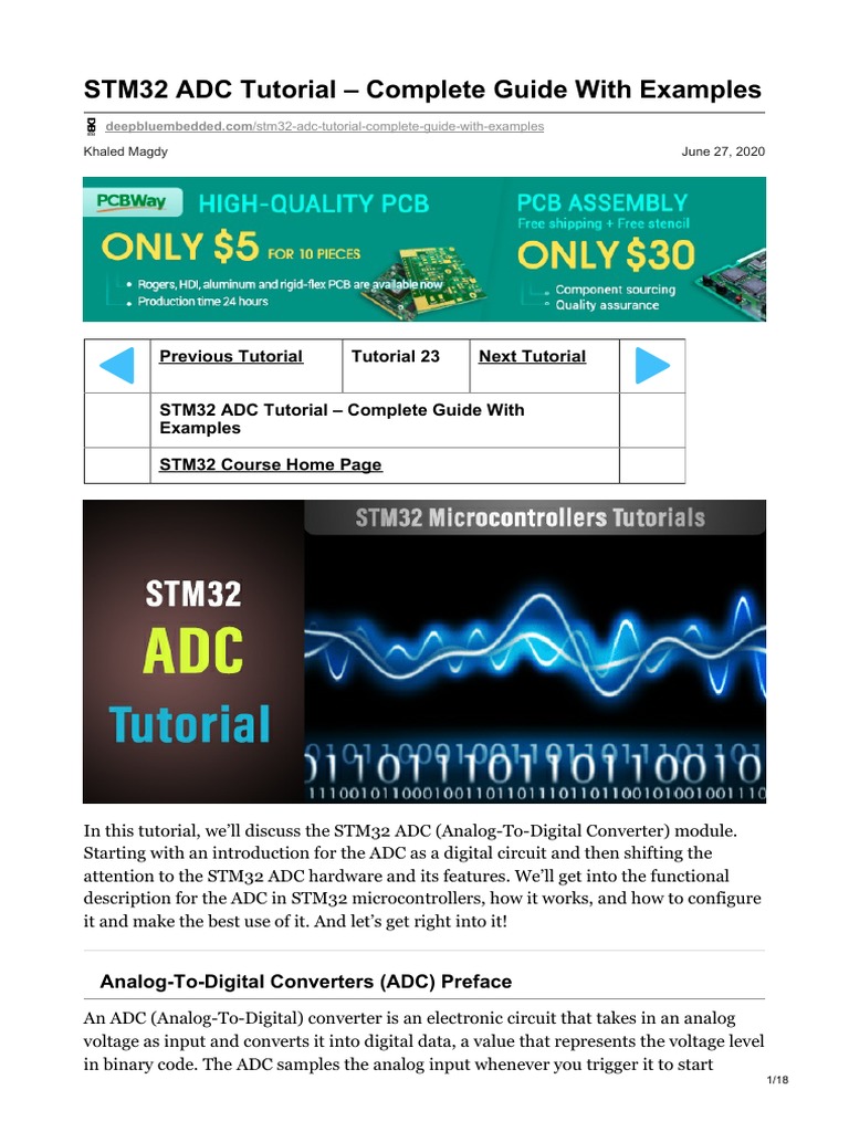 STM32 ADC Tutorial Complete Guide With Examples | PDF | Analog To Digital Converter | Digital ...