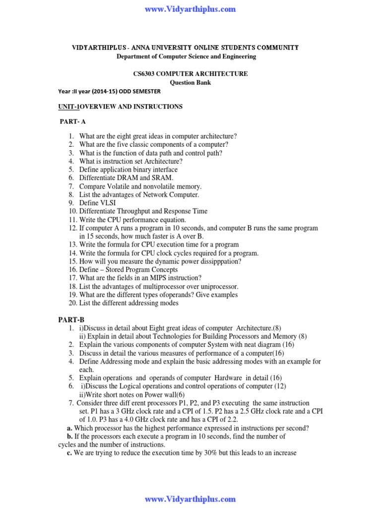 CS6303-Computer Architecture | PDF