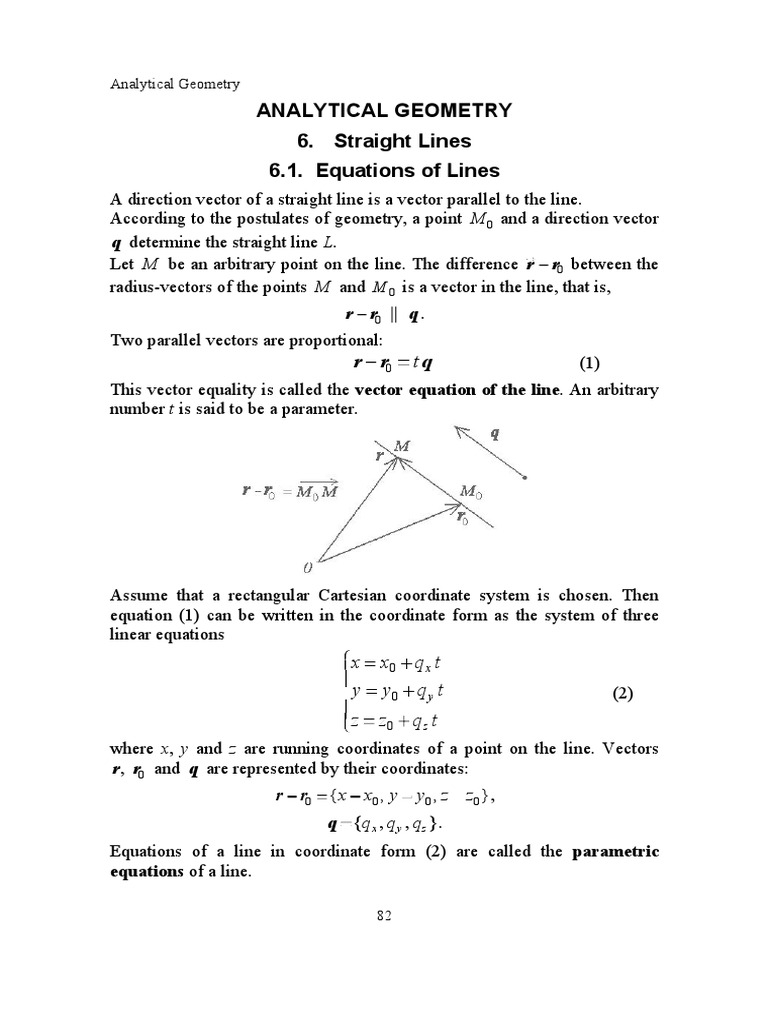 Analytical Geometry 6. Straight Lines 6.1. Equations of Lines | PDF ...
