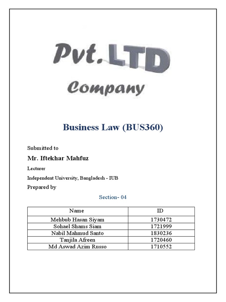 BUS360 Report On PVT LTD (Final) | PDF | Liquidation | Limited Company