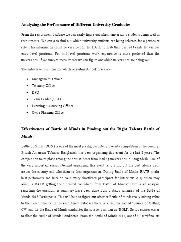 Analyzing The Performance of Different University Graduates | PDF