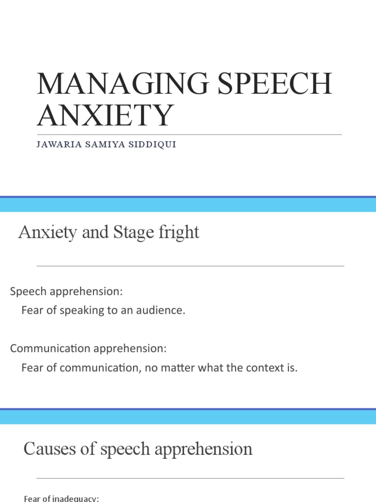 Managing Speech Anxiety | PDF | Anxiety | Behavioural Sciences