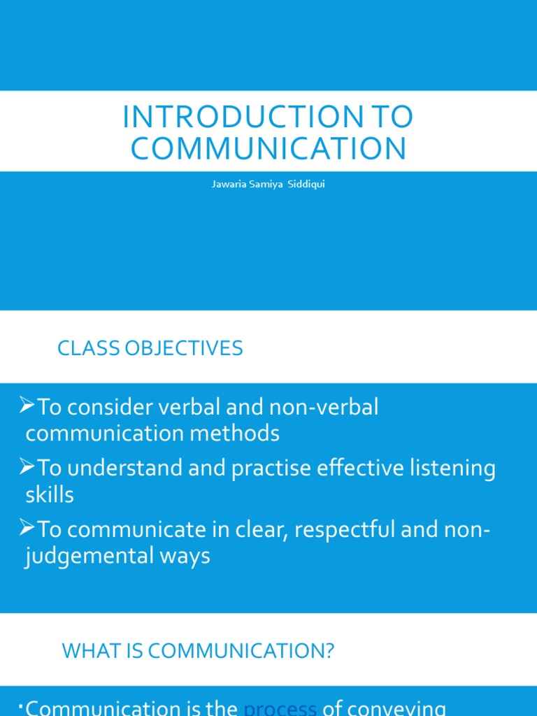 Introduction To Communication Week | PDF | Nonverbal Communication ...