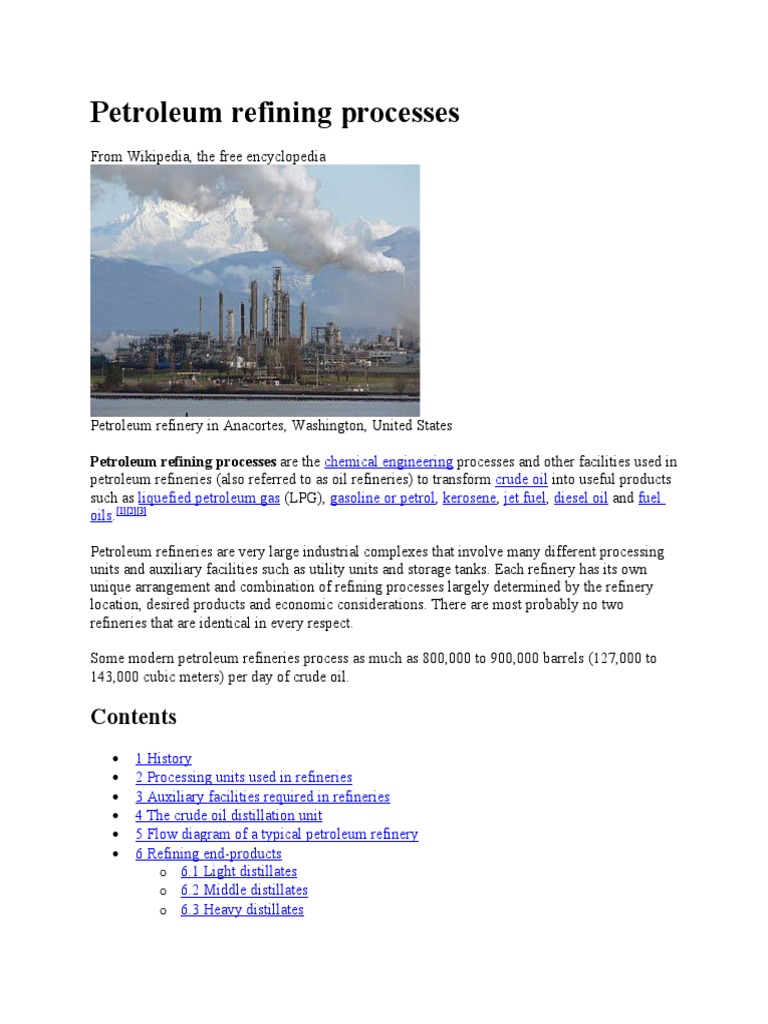 Petroleum Refining Processes Are The | PDF | Oil Refinery | Process ...