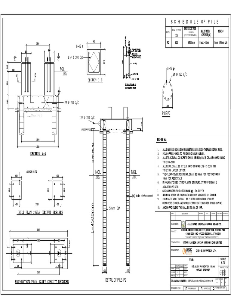 132 kV Circuit Breaker Foundation Details | PDF | Civil Engineering ...