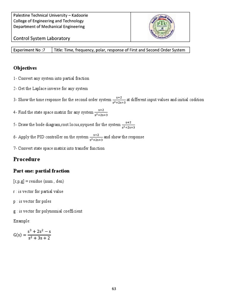 First Order System Response Analysis | PDF | Algorithms | Mathematical ...