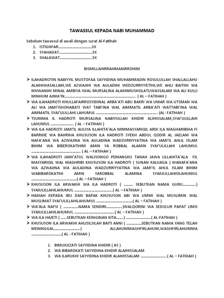 Tawassul Kepada Nabi Muhammad | PDF