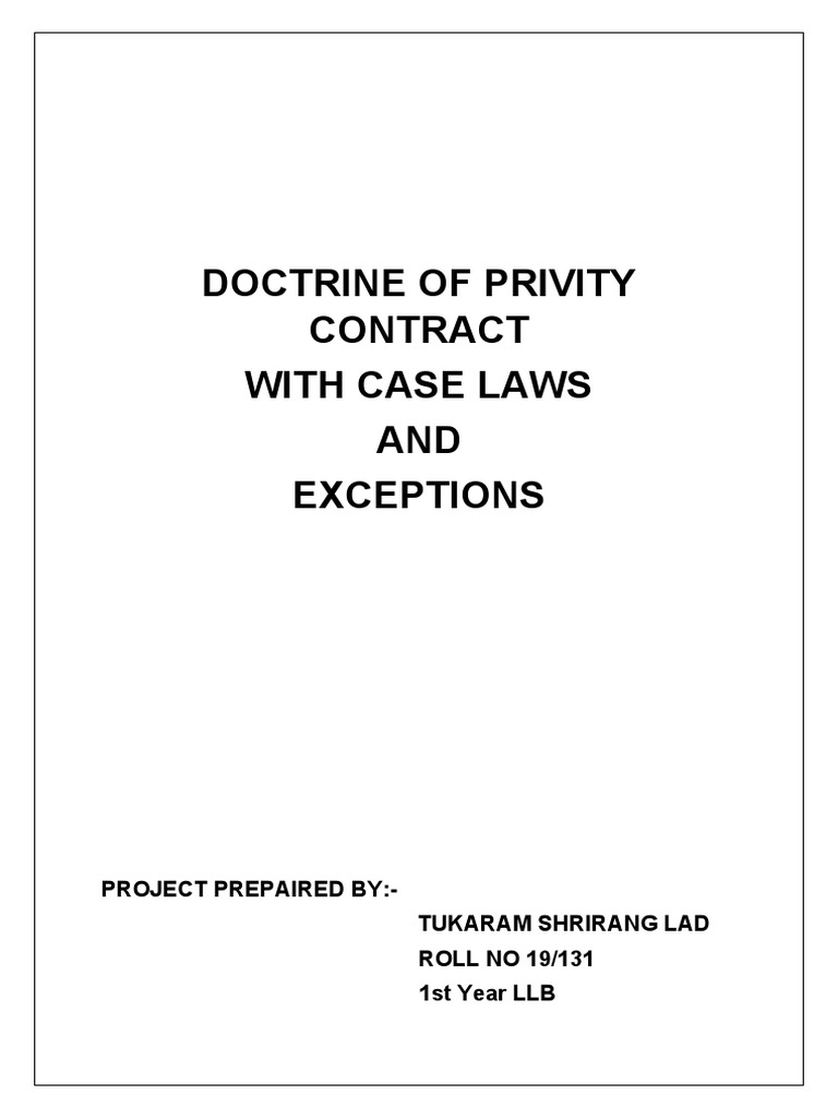 Doctrine of Privity Contract With Case Laws AND Exceptions | PDF