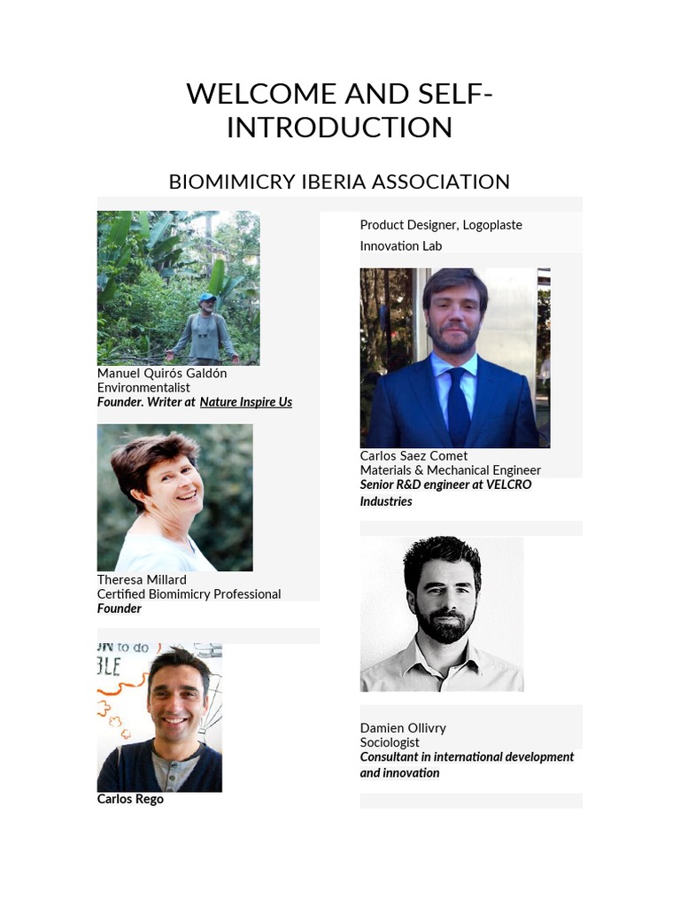 Welcome and Self-: Biomimicry Iberia Association | PDF