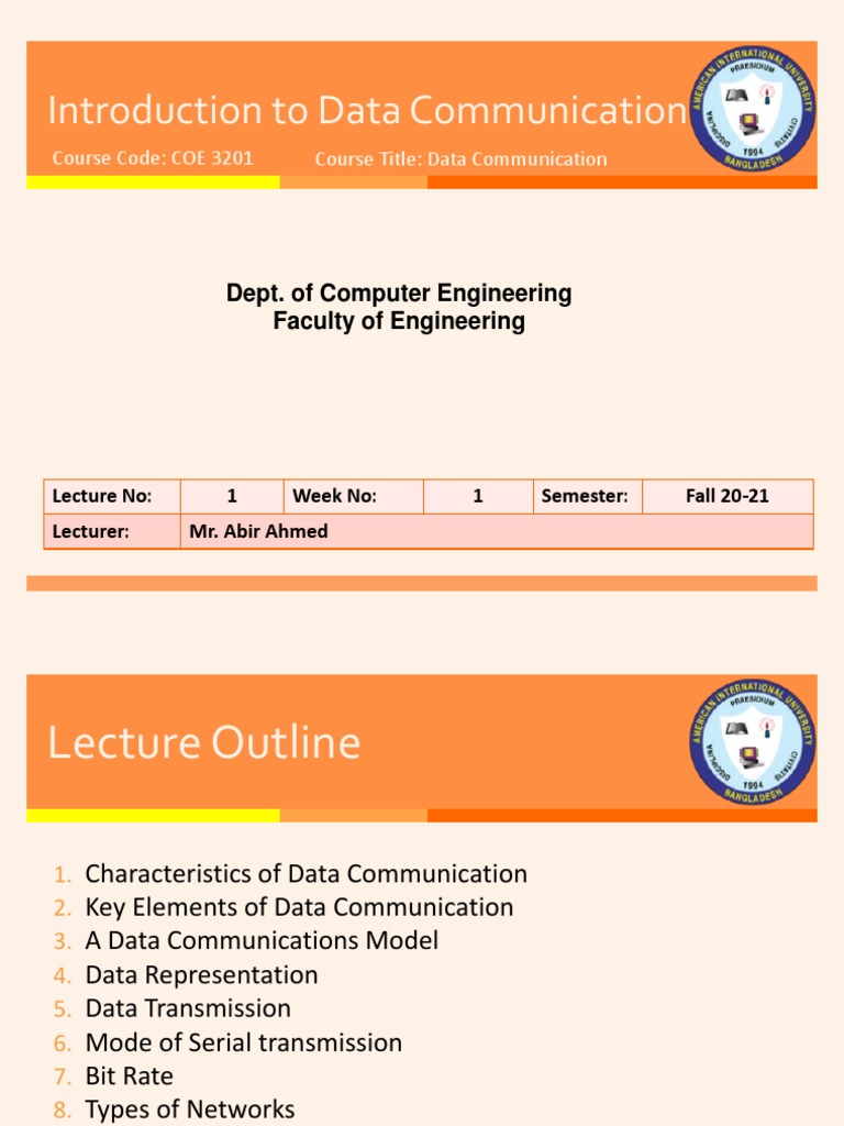 Data Communication Lecture 1 | PDF | Ascii | Data Transmission
