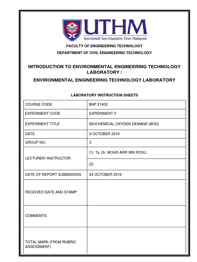 Exp 3 - Bod | PDF | Materials | Chemical Substances
