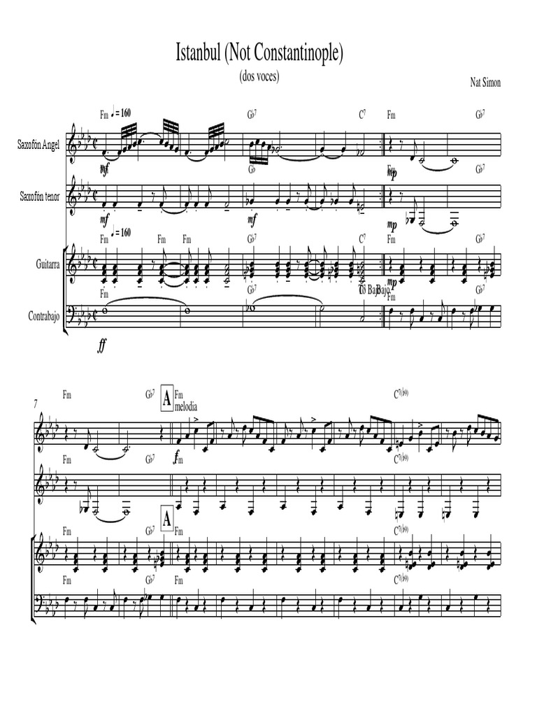 Istanbul Not Constantinople (Dos Voces) - Partitura Completa | PDF ...
