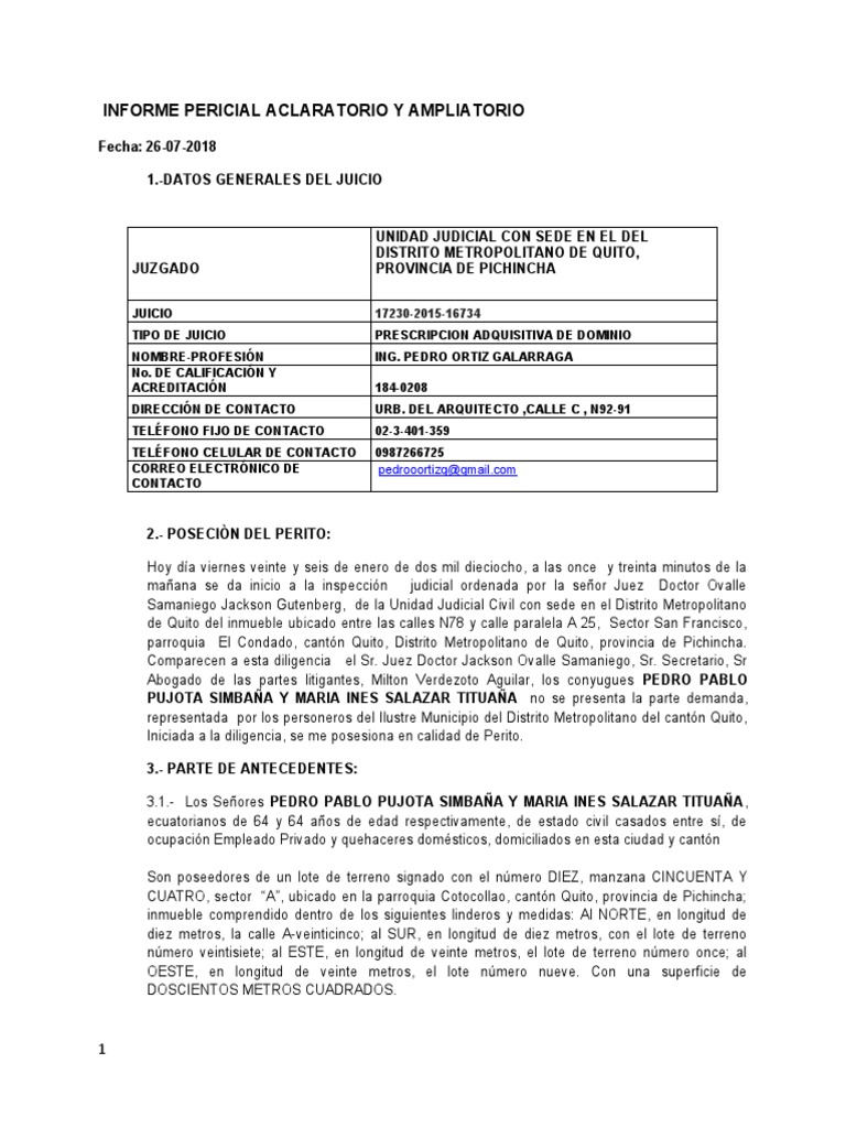 Informe de Peritaje 30-01-2018-Coop. de Vivienda Comite Del Pueblo 2 | PDF