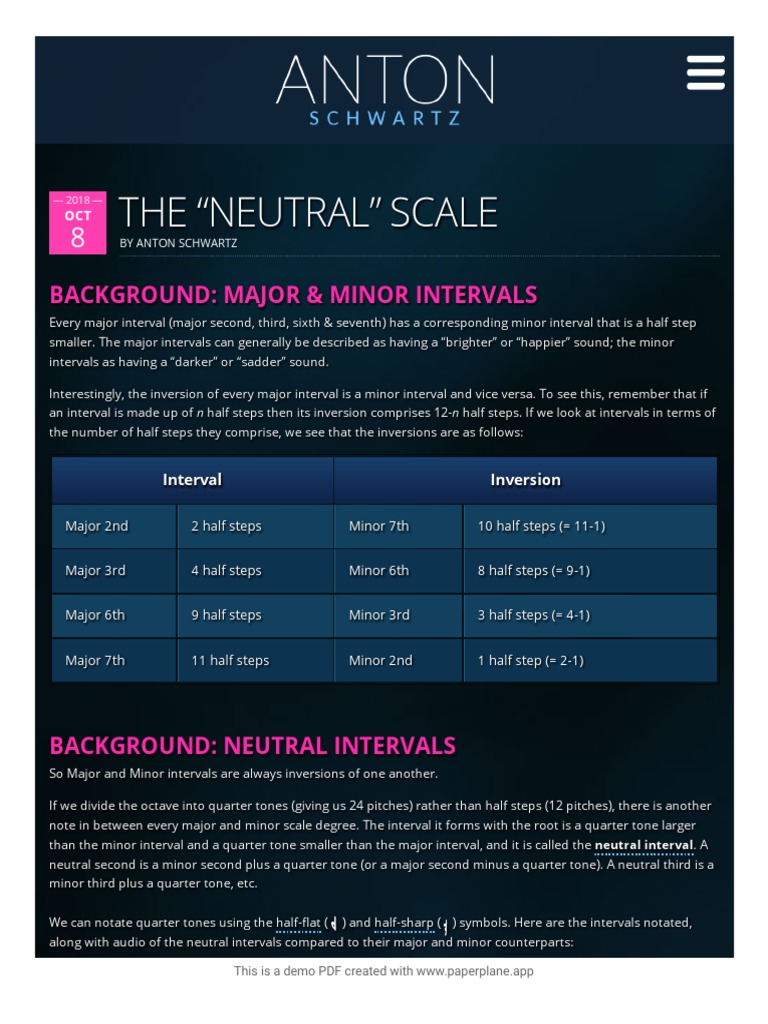 The "Neutral" Scale | PDF | Interval (Music) | Scale (Music)