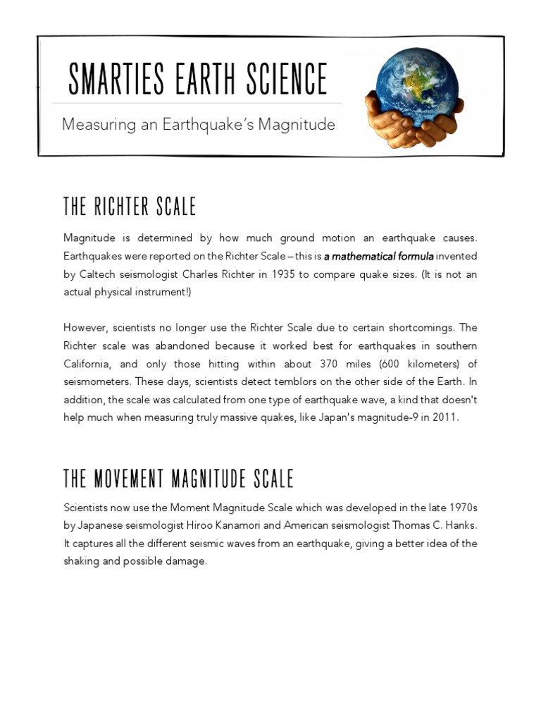 Smarties Earth Science: The Richter Scale | PDF | Moment Magnitude ...