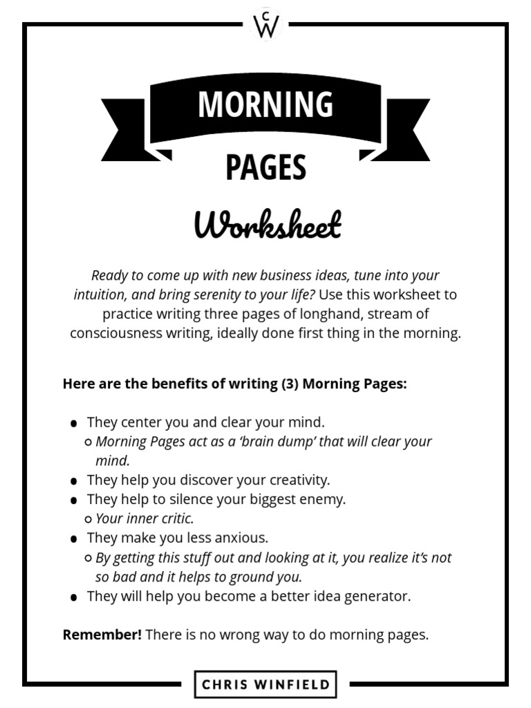 CW Morning Pages Worksheet PDF | PDF | Business